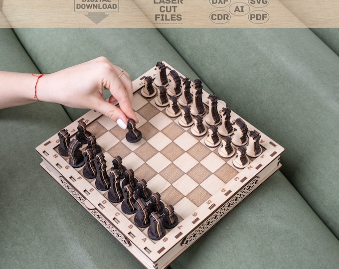 Chess and Chess Pieces Laser Cut Files Wooden Laser Cut Cnc Vector ...
