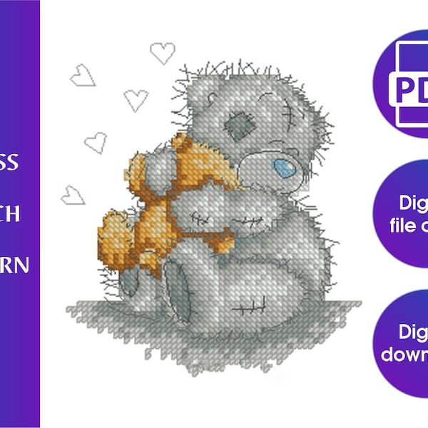 Teddy Cross Stitch - Etsy