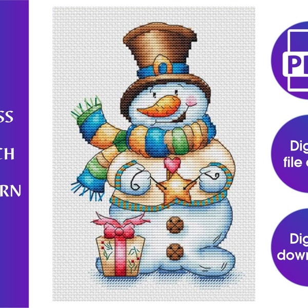 Snowman Cross Stitch Pattern - Etsy