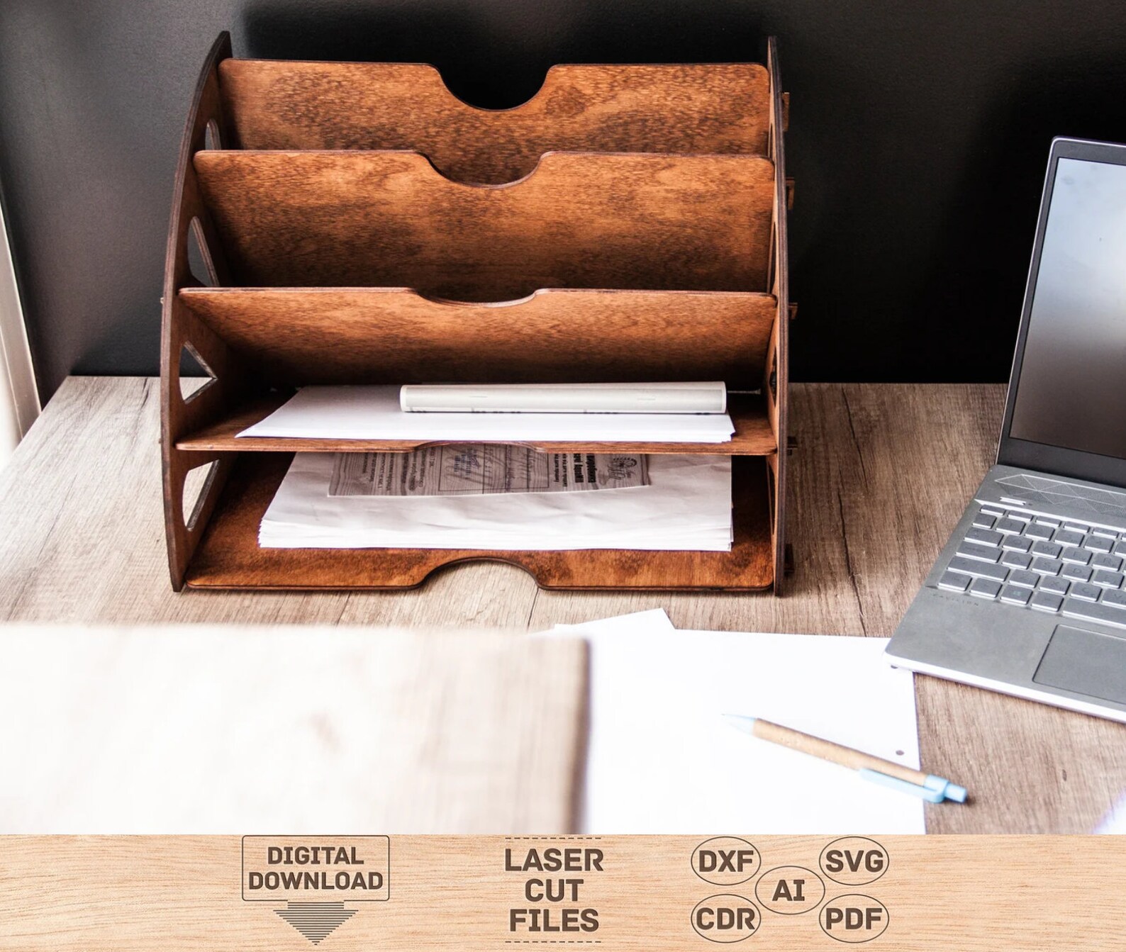 Desk Organizer Svg, Desk Organizer Wood Svg Laser File,a4 Organizer ...