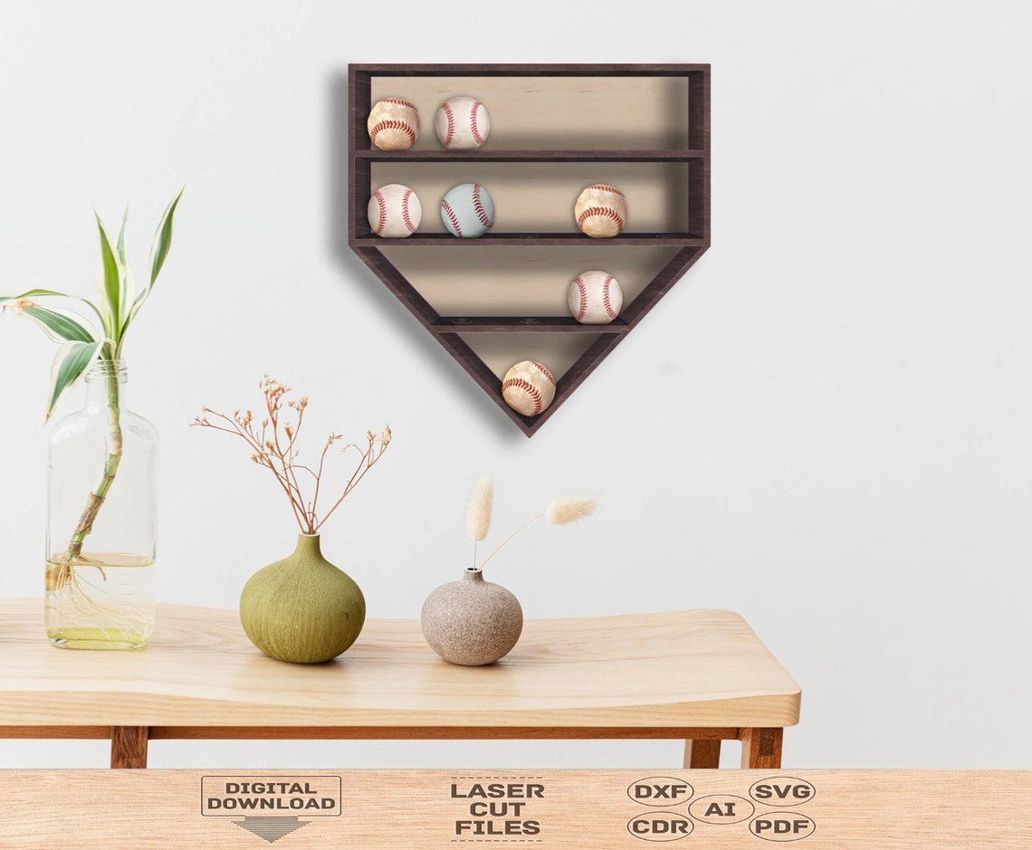 Baseball Display Shelf Svg Laser Cut File Baseball Wall - Etsy