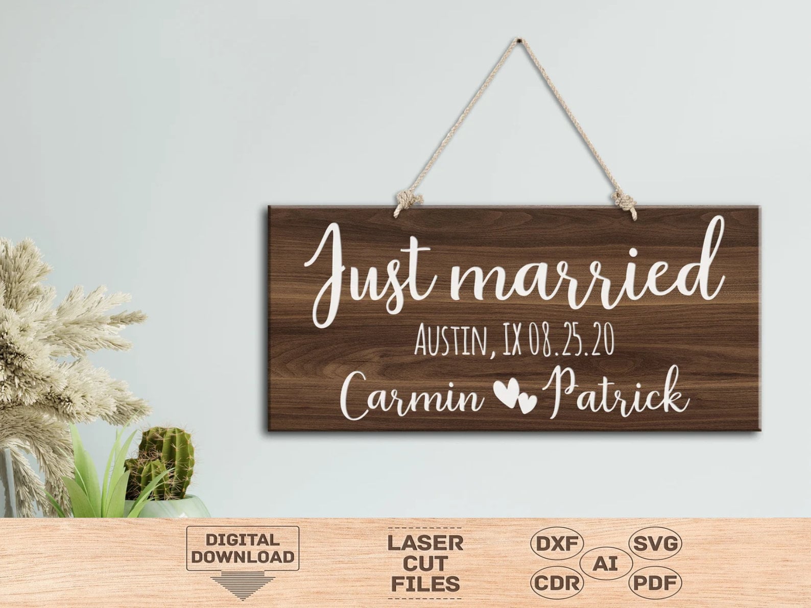 Just Married Wood Sign