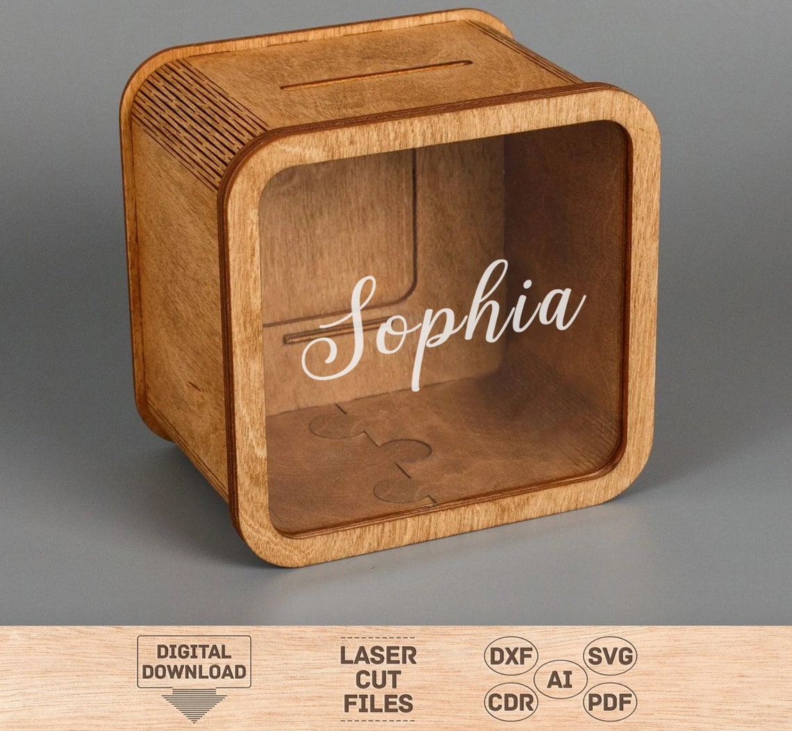 Holz Spardose svg Spardose svg Spardose dxf Spardose pdf - Etsy