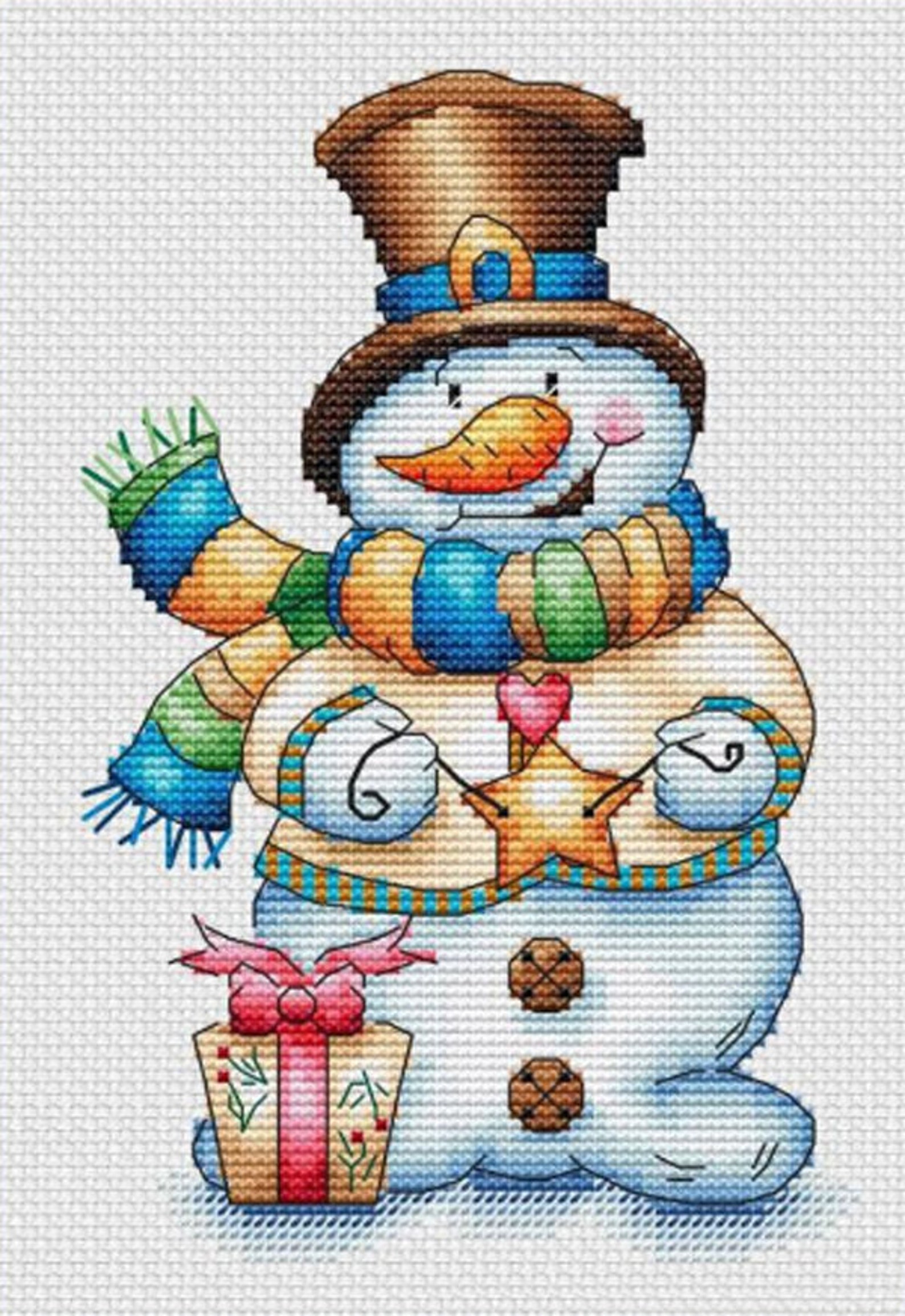 Snowman Pdfsnowman Cross Stitching Patterncounted Cross - Etsy
