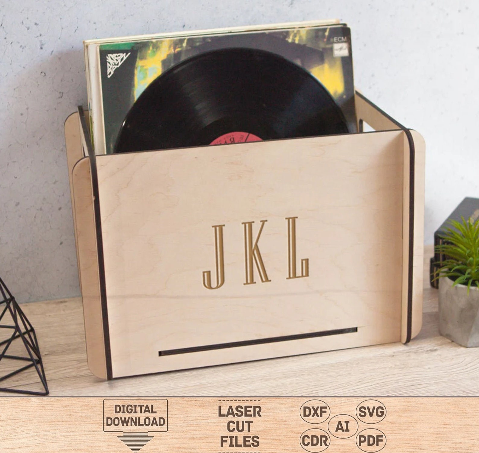 Vinyl Record Storage Box Laser Cut File,record Storage Crate Laser Cut ...