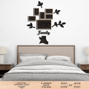 Family Tree Dxf, Family Tree With Photos Svg Laser Cut File, Family ...