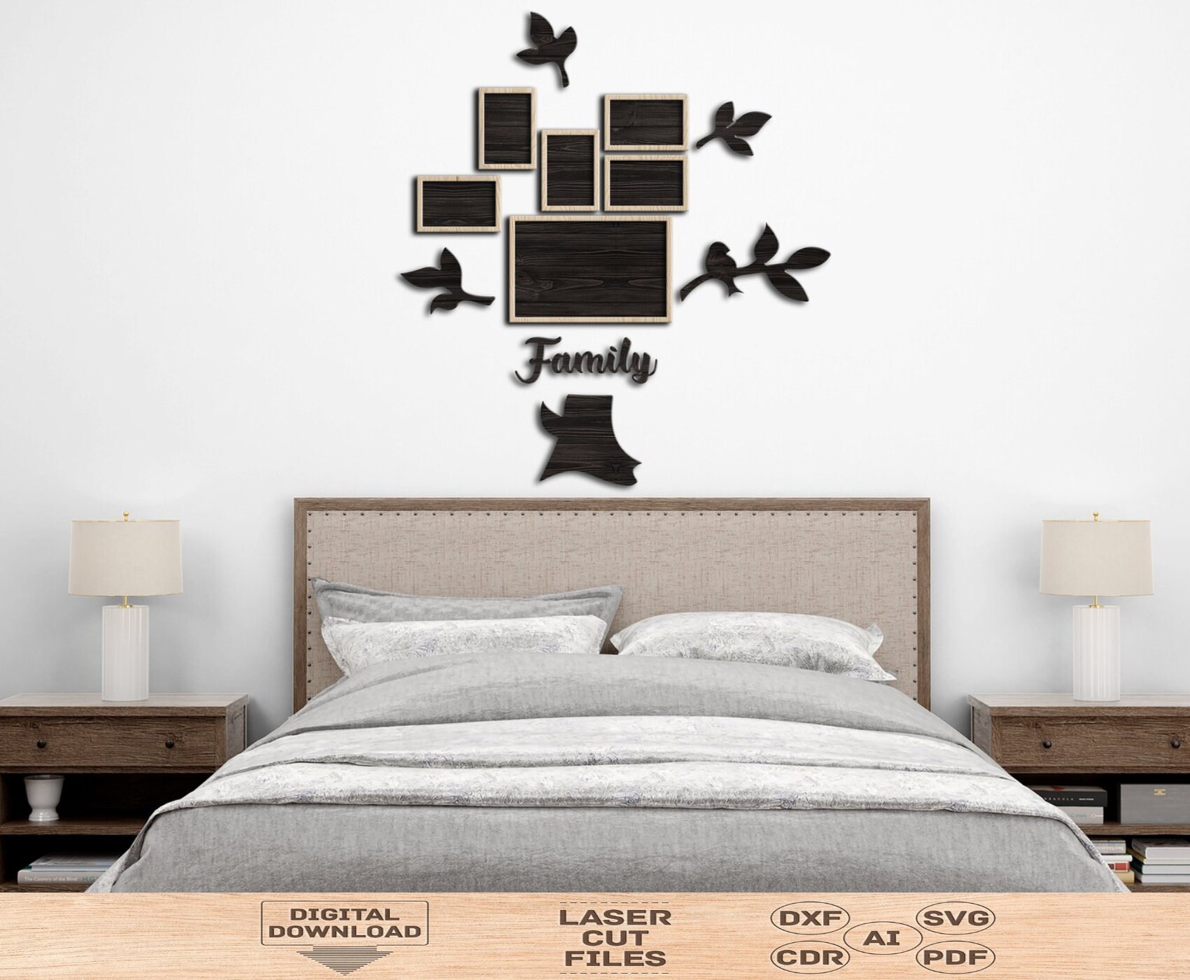 Family Tree Dxf, Family Tree With Photos Svg Laser Cut File, Family ...