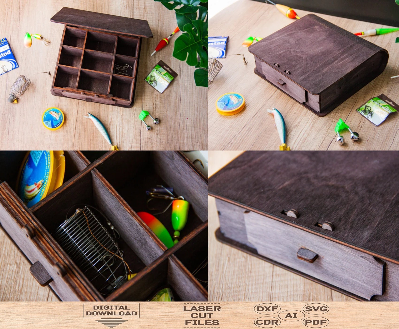 Fishing Gear Box Laser Cut File, Tackle Box Svg Laser Cut File, Tackle ...