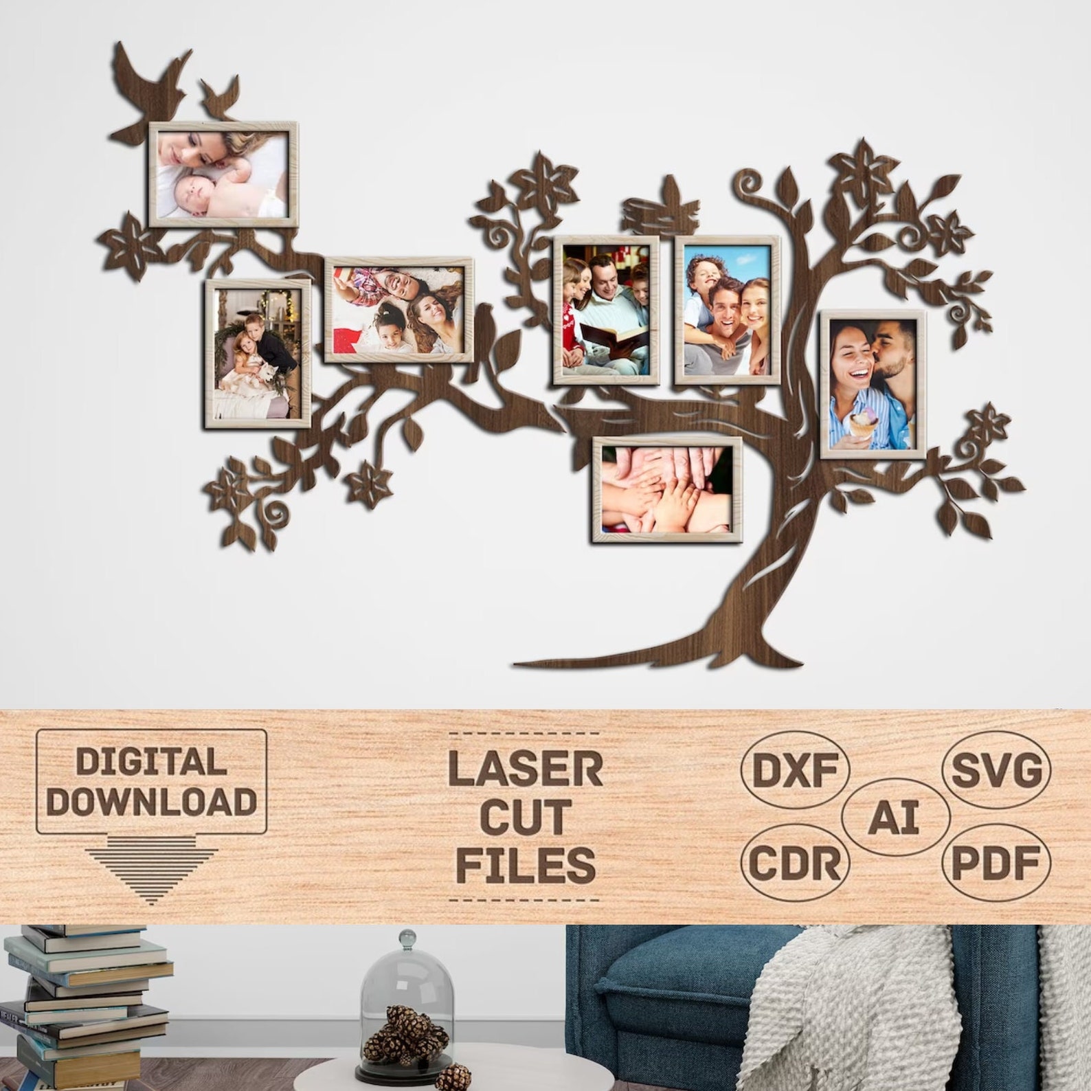 Family Tree Wall Art, Family Tree Wall Decor, Family Tree Svg, Family ...