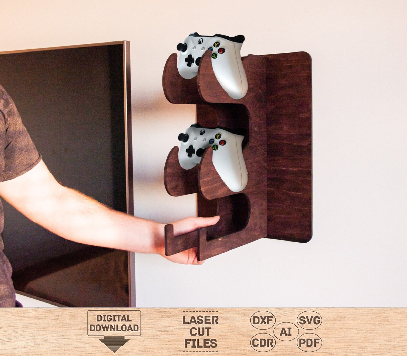 Controller Wall Mount Svg Laser Cut File Wall Gaming Stand - Etsy