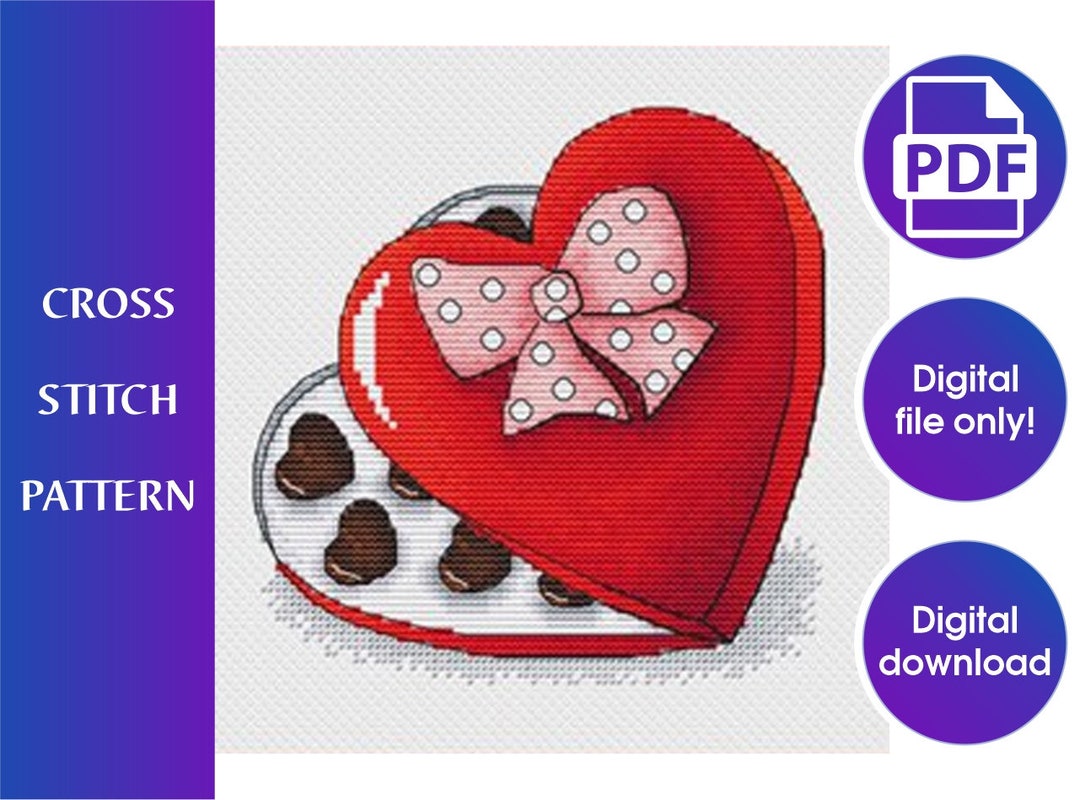 Happy Valentine's Day Cross Stitch Pattern,heart Cross Stitch Pattern ...