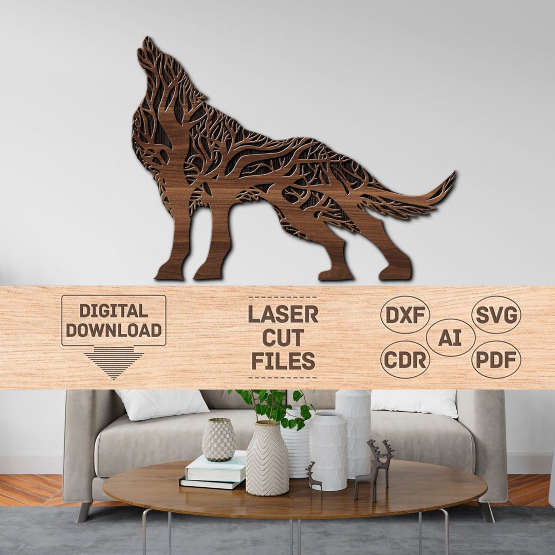 Wolf Wall Decor, Wolf Wall Art, Wolf Svg, Wolf Pdf, Wolf Dxf, Wild Wolf ...