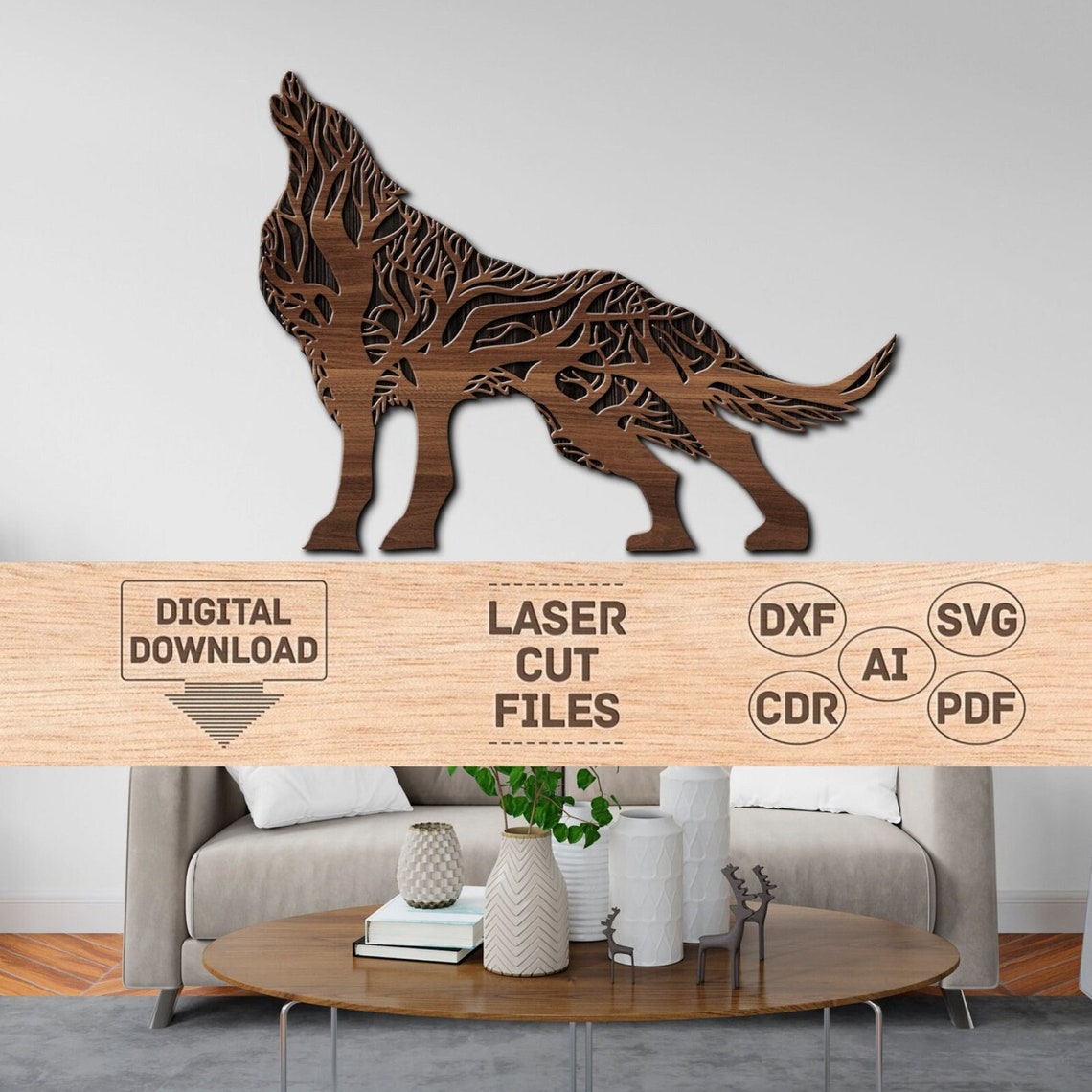 Wolf Wall Decor Wolf Wall Art Wolf Svg Wolf Pdf Wolf Dxf - Etsy