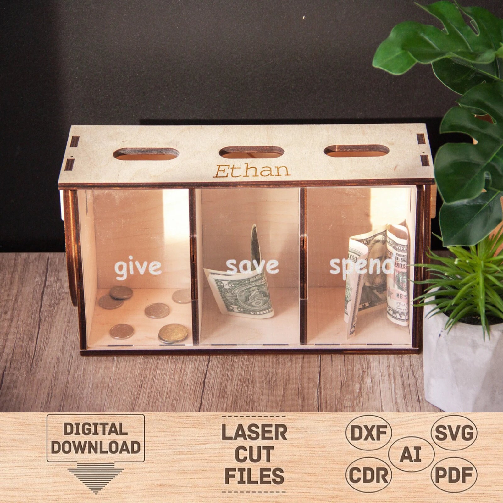 Piggy Bank Svg, Piggy Bank Pdf, Piggy Bank Dxf, Cash Box Svg, Cash Box ...