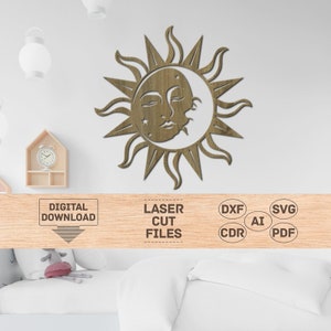 Sun and Moon Svg, Sun and Moon Pdf, Sun and Moon Dxf, Sun and Moon Wall ...