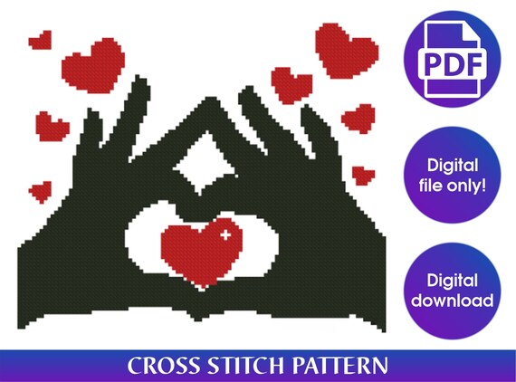 Hand Cross Stitch Patternheart Cross Stitch - Etsy