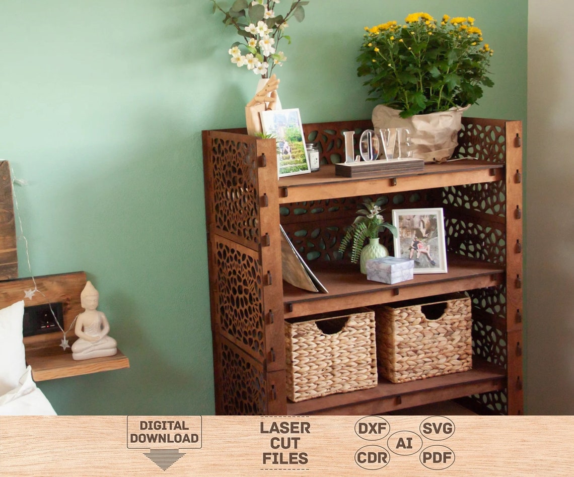 Display Shelf Svg Filebookshelf Wooden Svg Laser Cut - Etsy