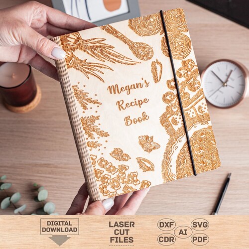 Recipe Book Svg Recipe Book Laser Cut File Blank Recipe Book - Etsy