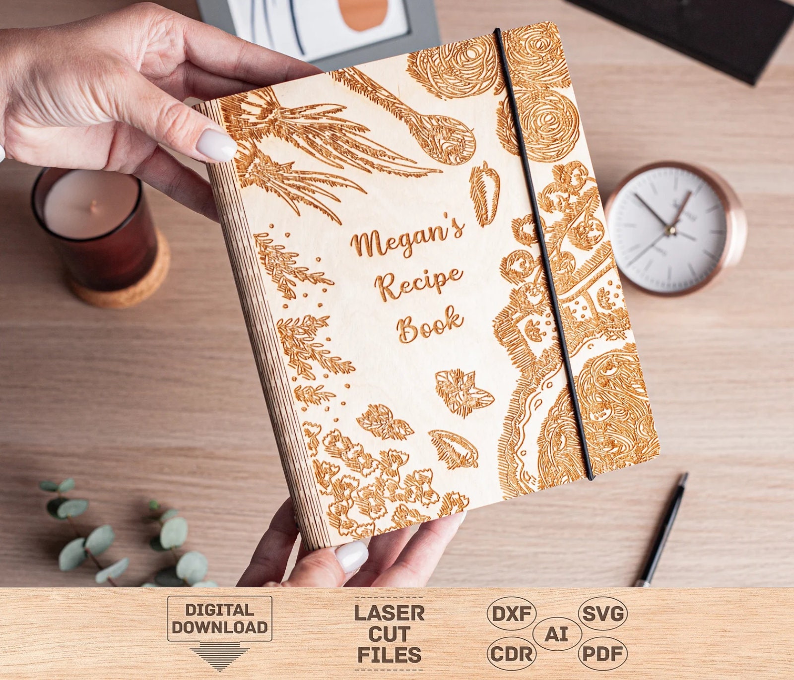 Recipe Book Svg, Recipe Book Pdf, Blank Recipe Book Svg, Wood Recipe ...