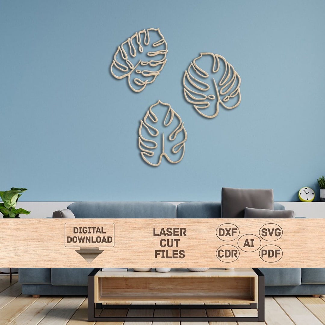 Monstera Leaf Wall Art, Monstera Leaf Wall Decor, Monstera Leaf Svg ...