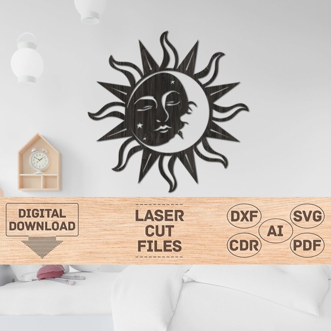 Sun and Moon Svg, Sun and Moon Pdf, Sun and Moon Dxf, Sun and Moon Wall ...