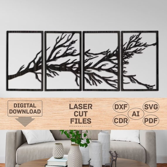 4 Panel Wall Art 4 Panel Wood Wall Decor Tree of Life Svg - Etsy