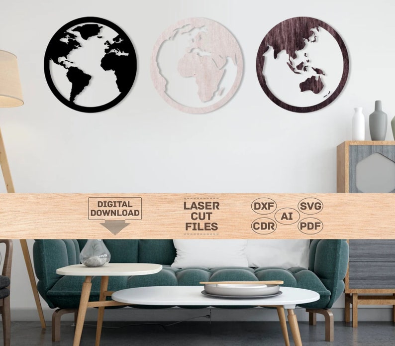 World Map Dxf World Map Svg World Map Pdf Globe Wall Decor - Etsy Israel