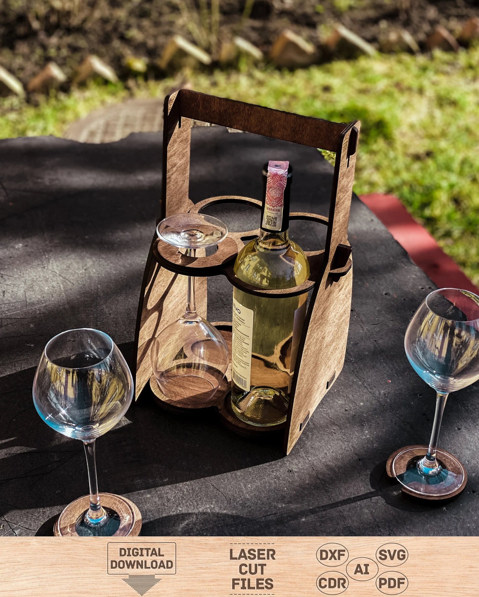 Glasses Holder Stand, Bottle Holder, Wine Bottle Decor, Wine Holder Svg ...