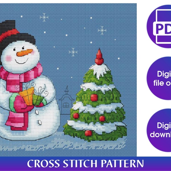 Snowman Cross Stitch Pattern - Etsy