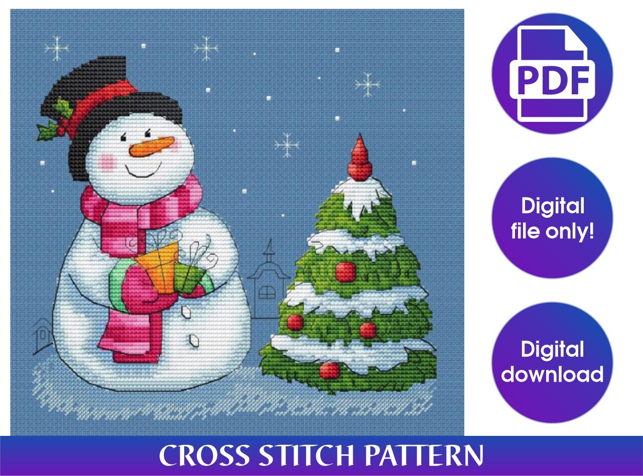 Snowman Pattern,snowman Cross Stitch Pattern,winter Cross Stitch ...