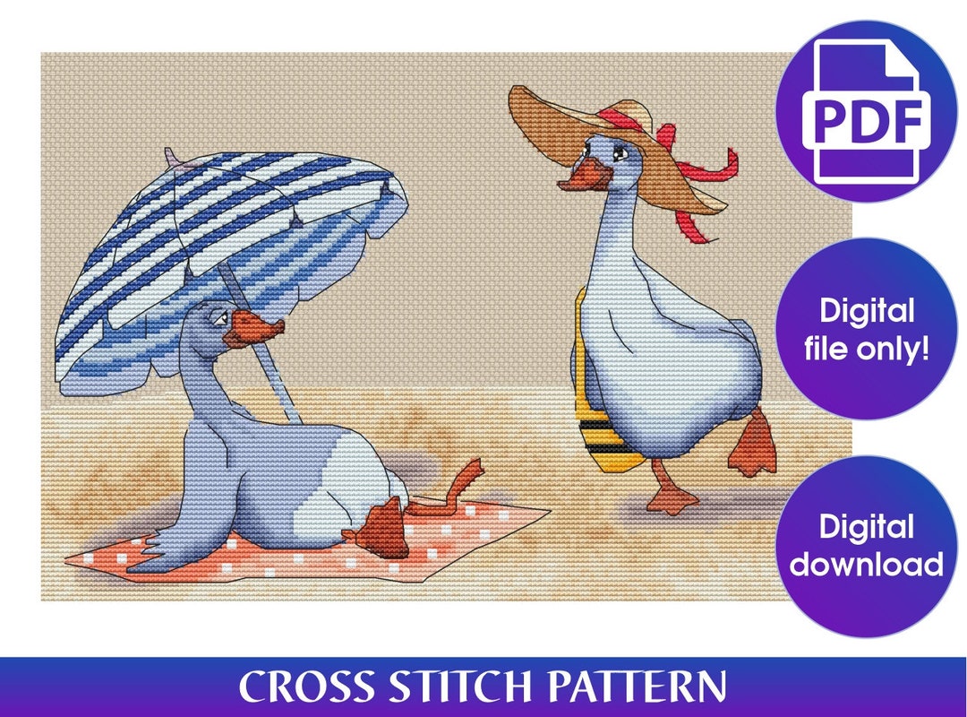 Goose Needlework Pattern,goose Cross Stitch Pattern,summer Geese Cross ...
