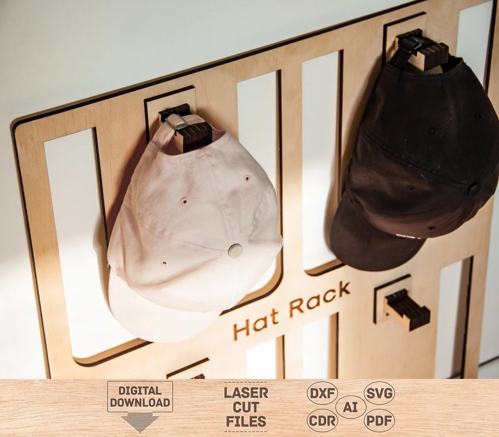 Hat Rack for Wall Svg Hat Organizer for Wall Svg Wood Hat - Etsy
