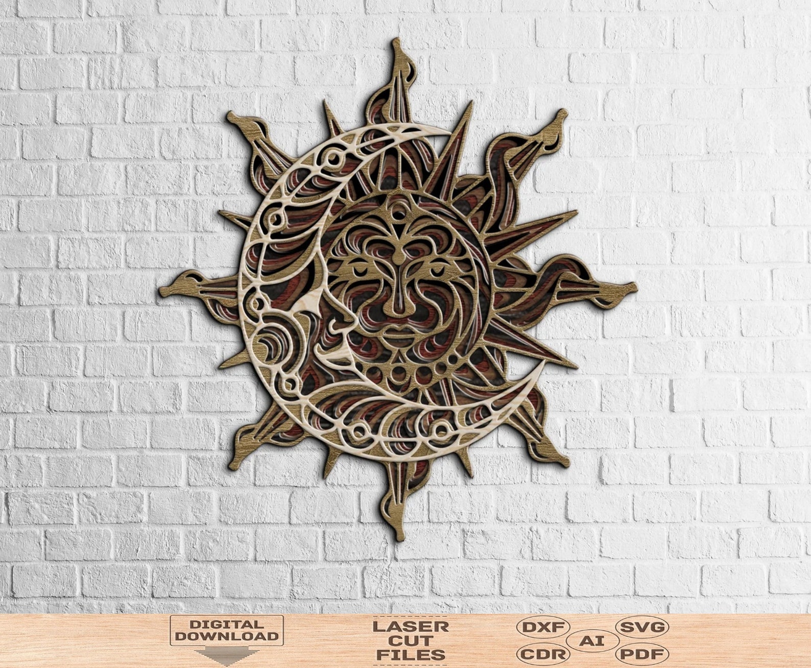 Sol y luna pared colgante svg, Sol y luna decoración de pared svg ...