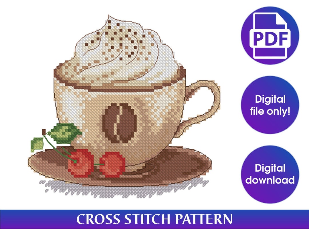 Coffee Cross Stitch Pattern,coffee Pdf File,coffee Cup Cross Stitch ...