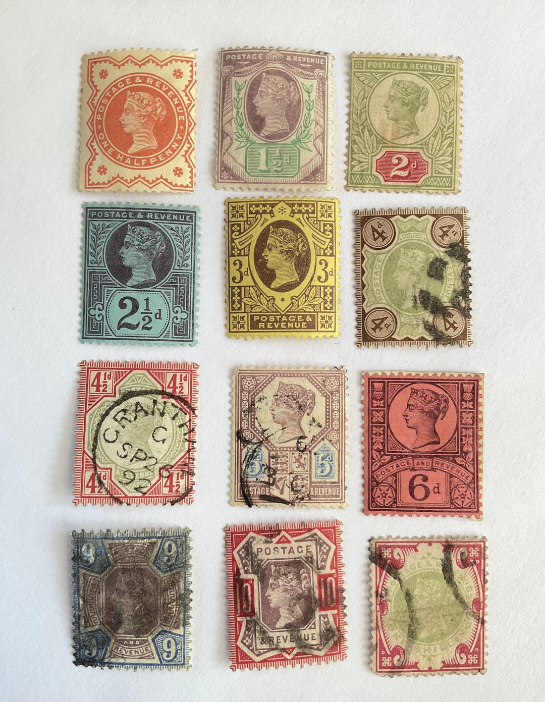 Queen Victoria Stamps Jubilee Issue 1887 X 12 Crafts Antique Stamps ...