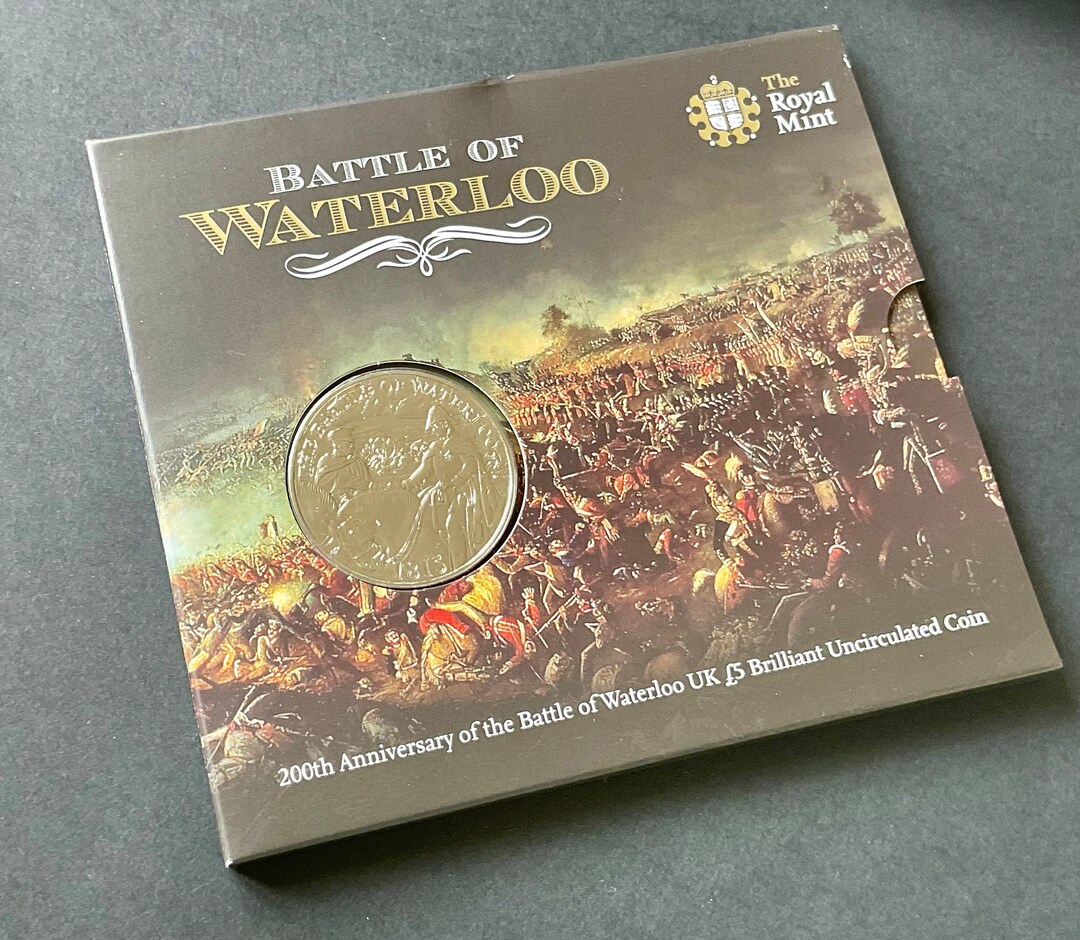 Five Pound Coin, Battle of Waterloo, Brilliant and Uncirculated Royal ...