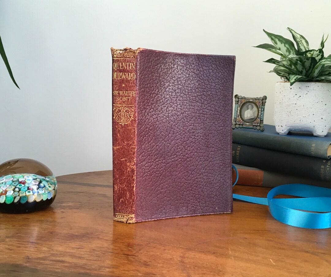 Book Sir Walter Scott Quentin Durward Antique Leather Bound - Etsy