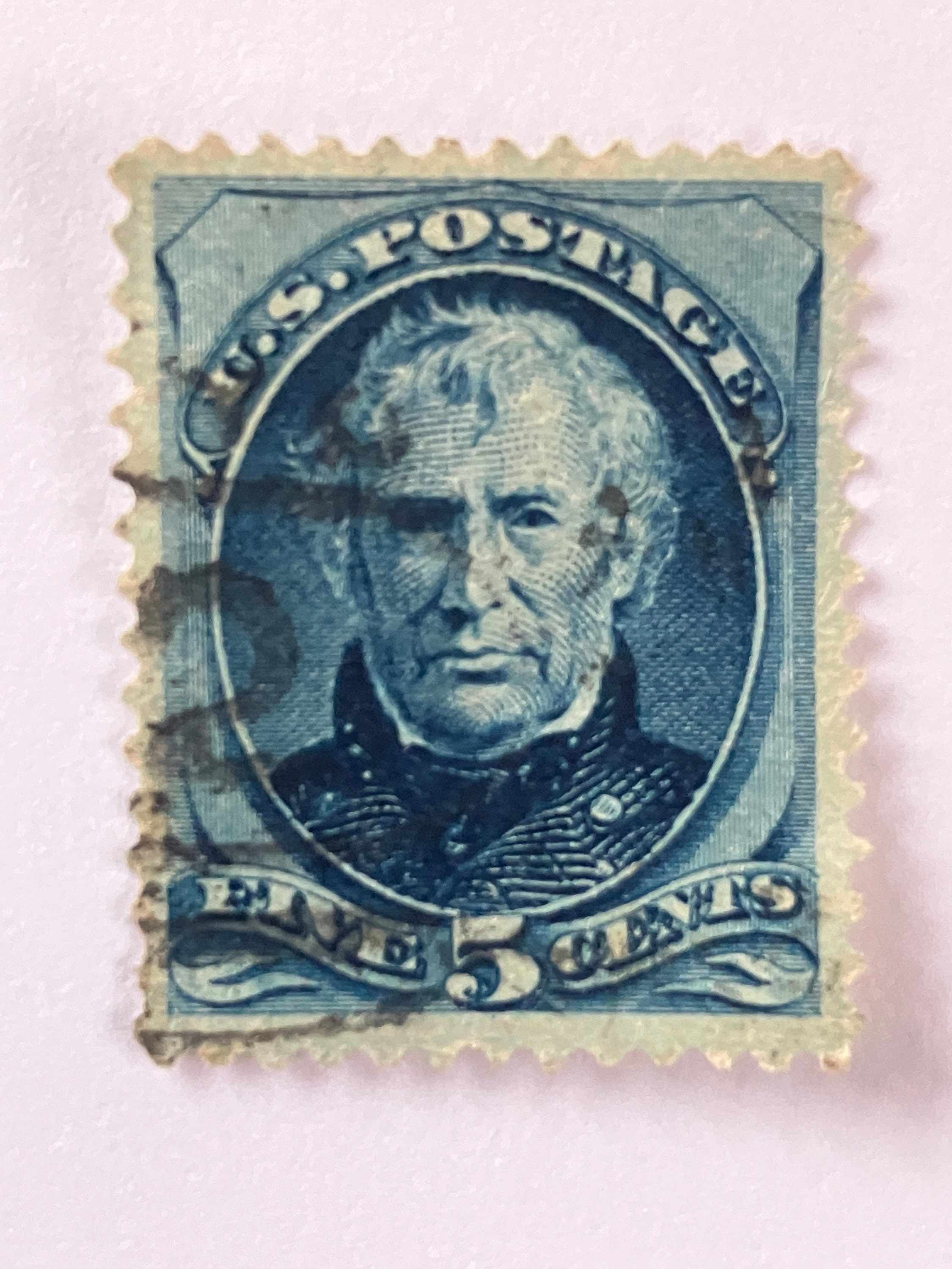 US Postage Stamps, 5 Cent Taylor Stamp, 1800s Antique USA Stamps, Old ...