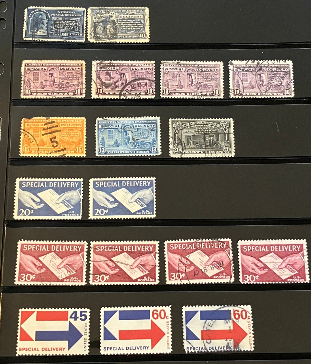 US Postage Stamps, Collection of Special Delivery Stamps, Old Stamps ...