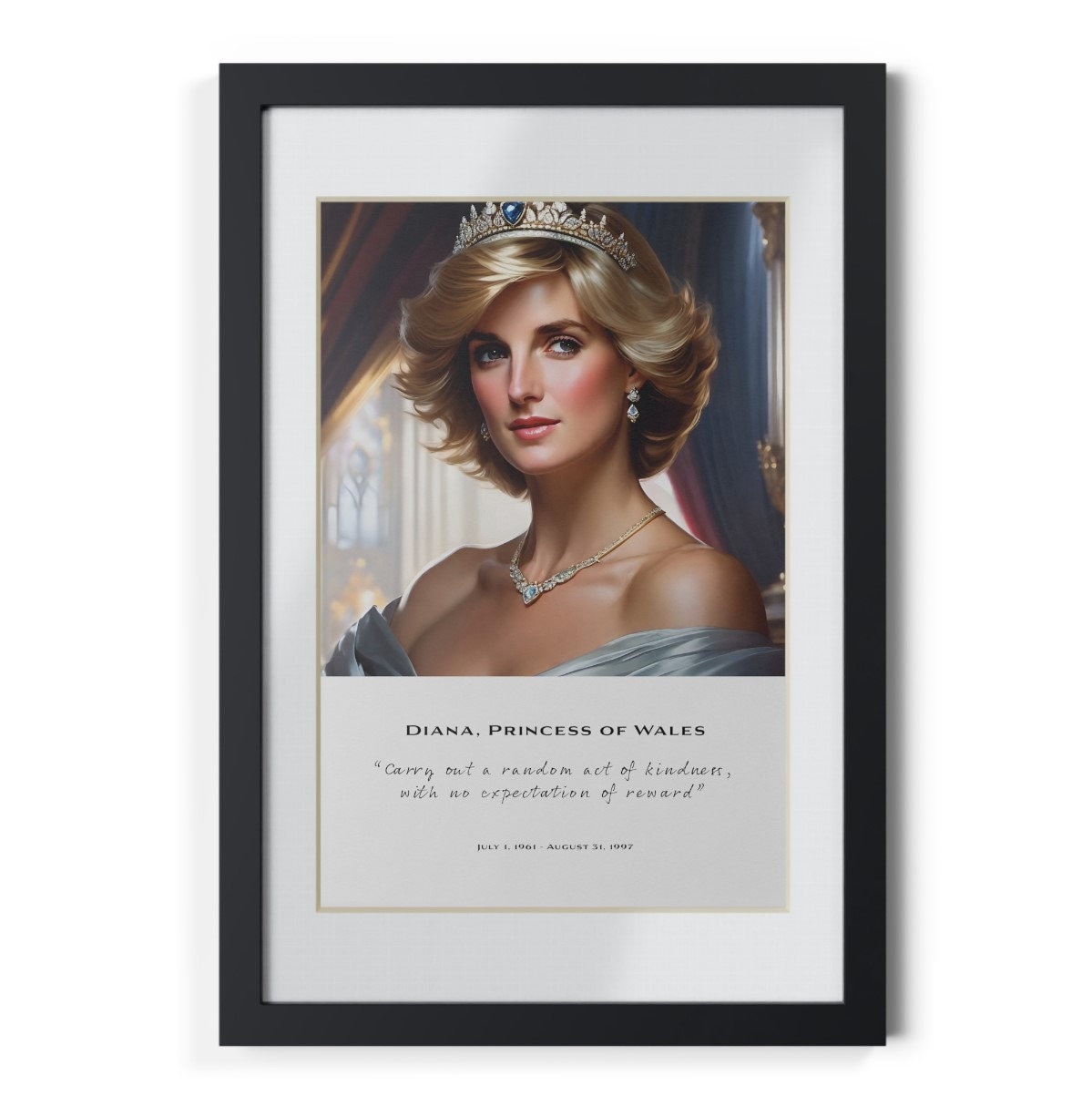 Elegant Princess Diana Tribute Portrait Framed 8x12 Princess Diana ...