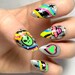 Neon Trip Press on Nails-tripping Illusion Nails-ufo Abstract Nail Art ...