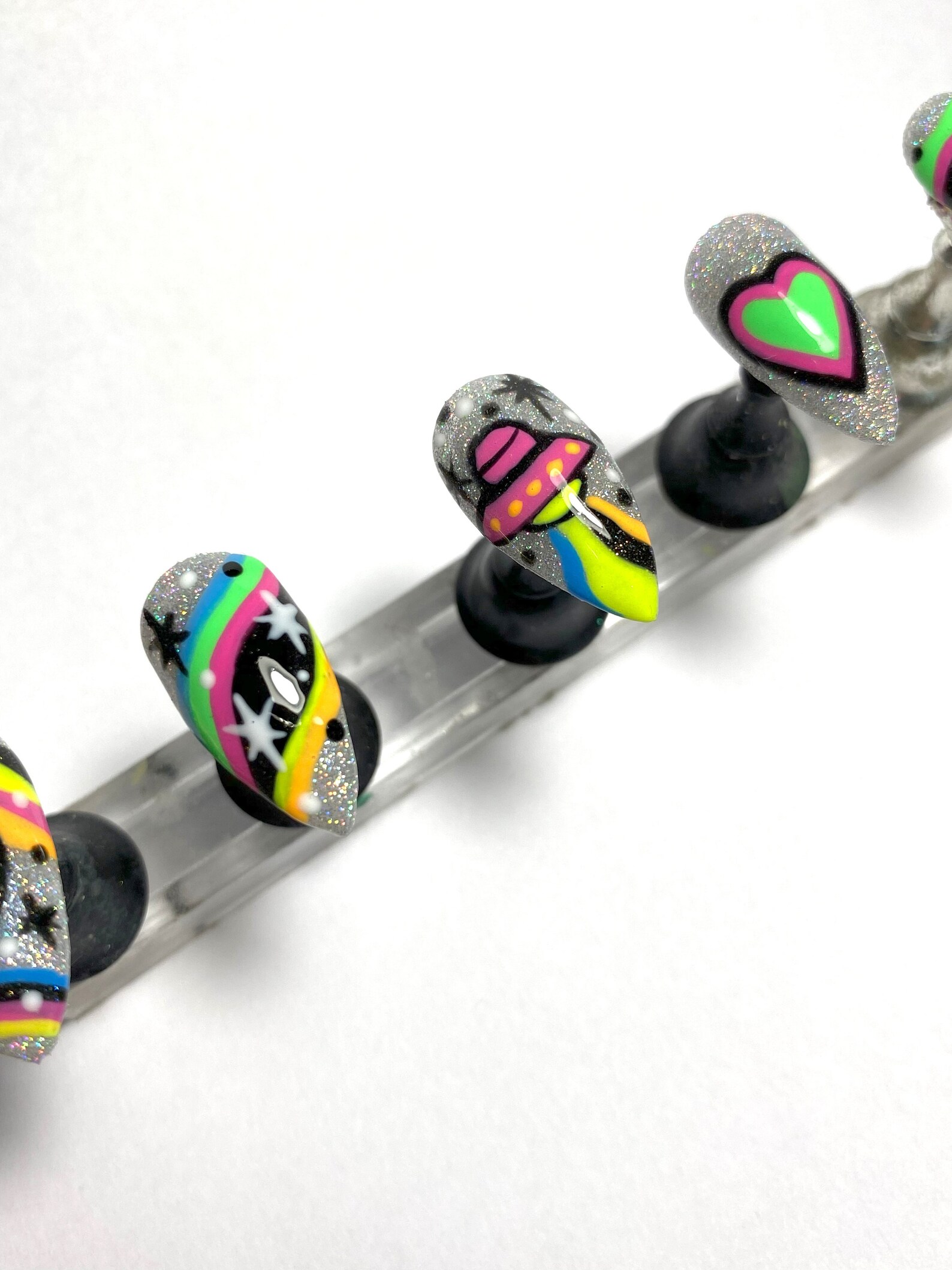Neon Trip Press on Nails-tripping Illusion Nails-ufo Abstract Nail Art ...