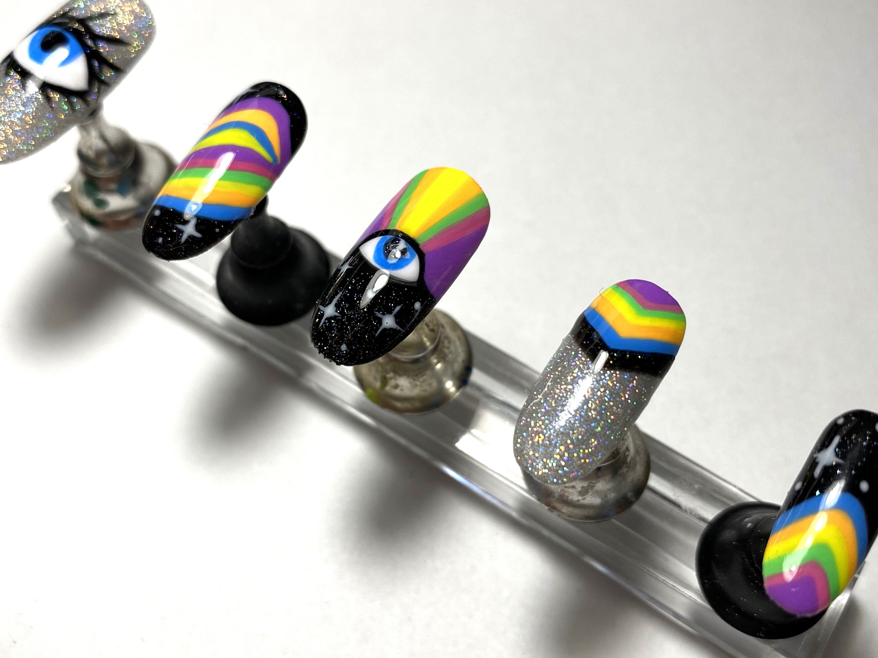 Psychedelic Press on Nails-tripping Illusion Nails-ufo Abstract Nail ...