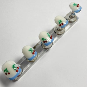 Light Blue French and Cherry Nails-press on Nails With Cherry Design ...