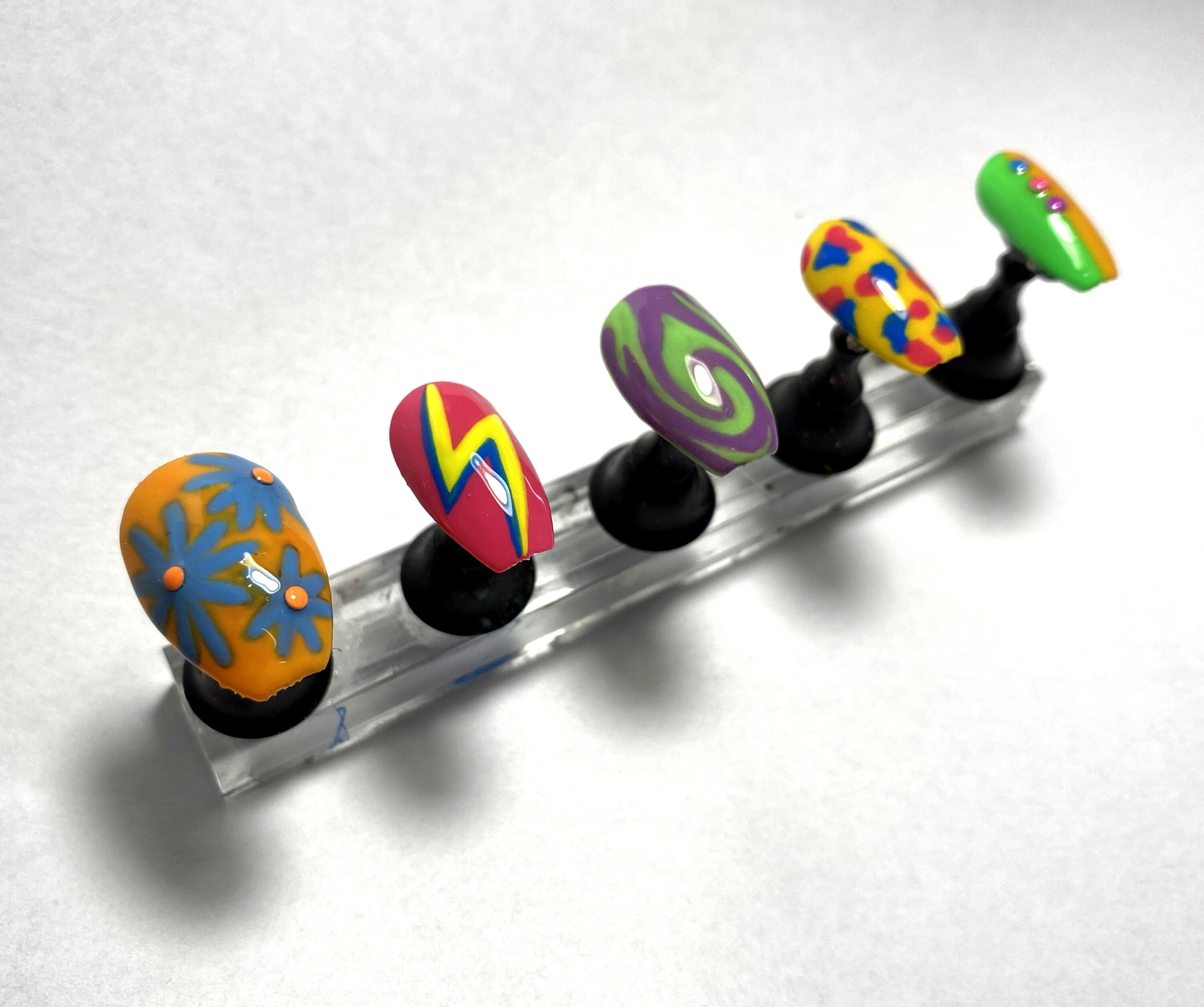 Neon Trip Press on Nails-tripping Illusion Nails-ufo Abstract Nail Art ...