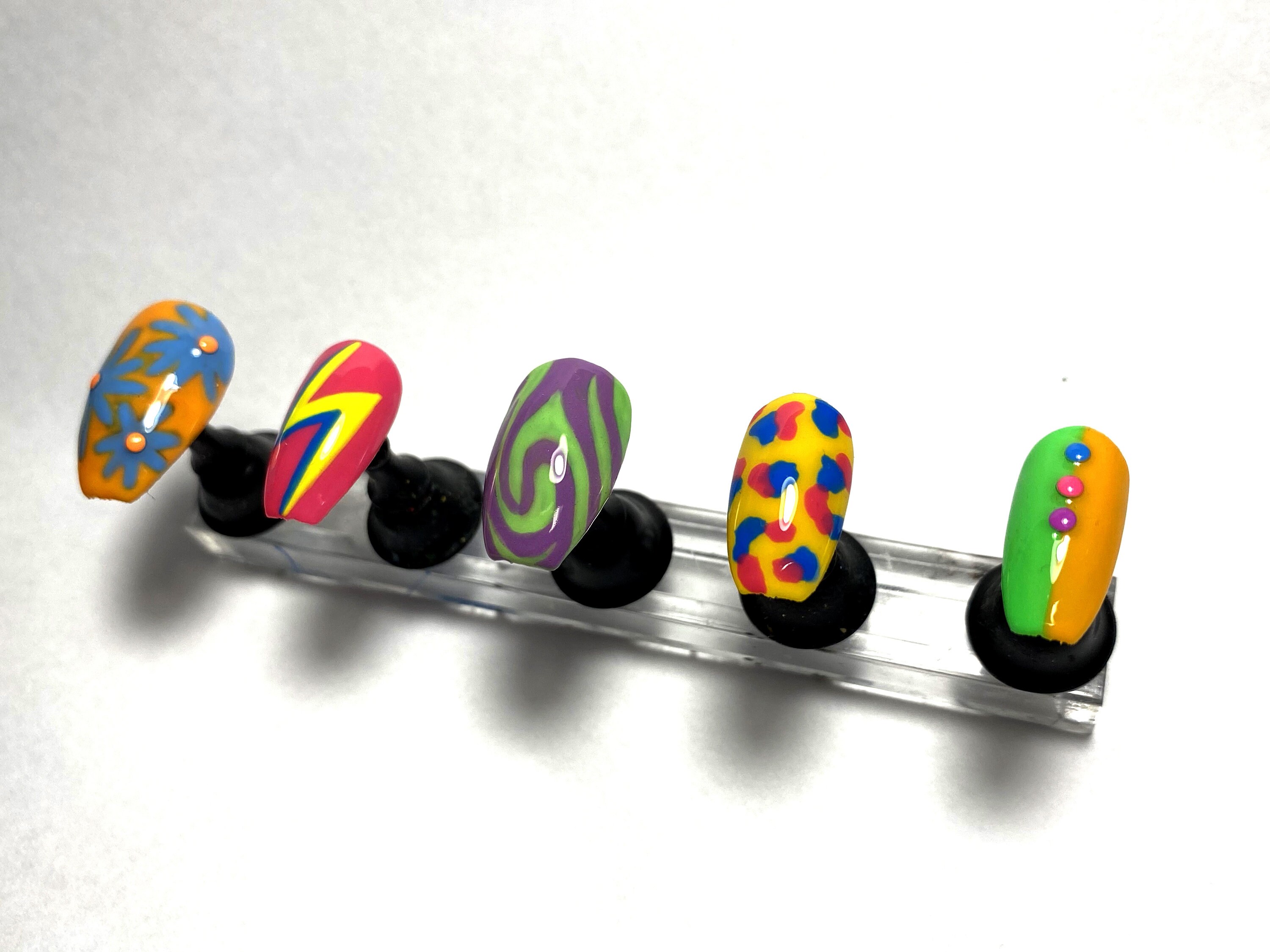 Neon Trip Press on Nails-tripping Illusion Nails-ufo Abstract Nail Art ...