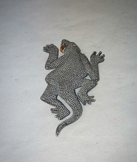 Sterling Silver Lizard Brooch / Lizard Pin With 22 Ka… - Gem