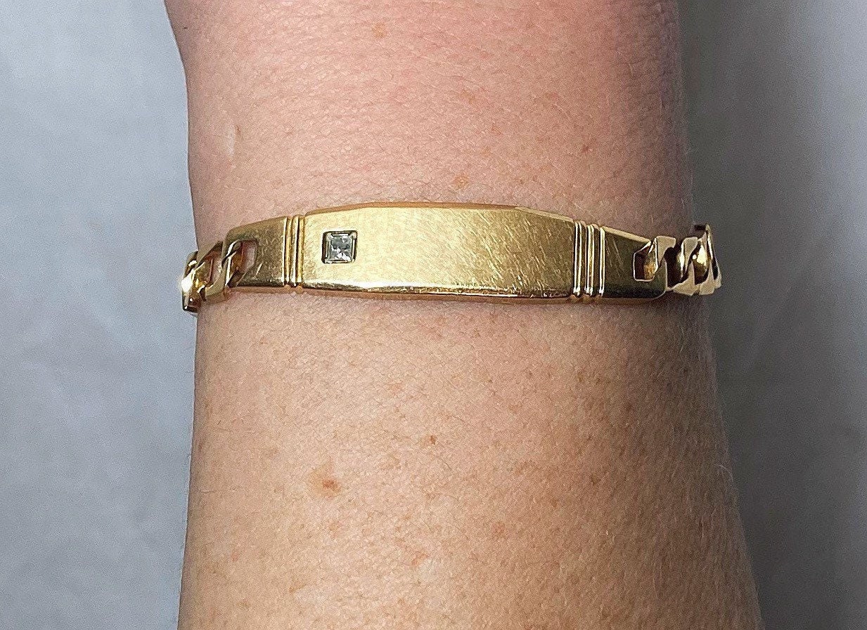 14 Karat Gold ID Bracelet Medical Bracelet With .07 Carat Diamond DN TheShopsInUptown Etsy