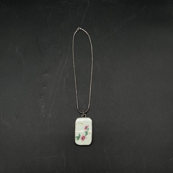 Porcelain Pottery Shard Necklace / Sterling Silver / … - Gem