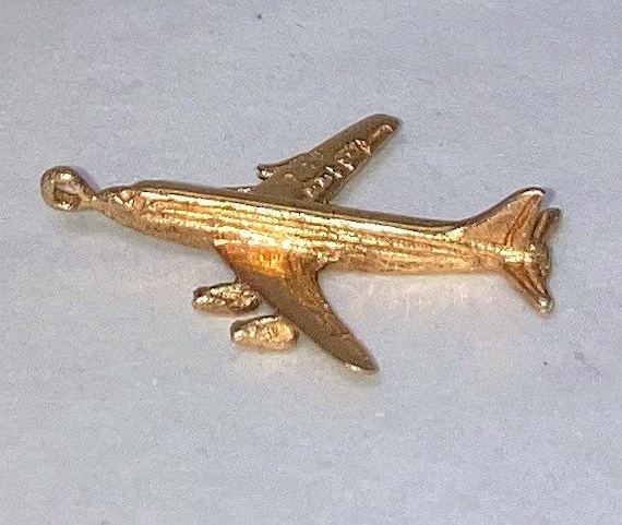 Small 14 Karat Gold Airplane Charm / Airplane Pendant… - Gem